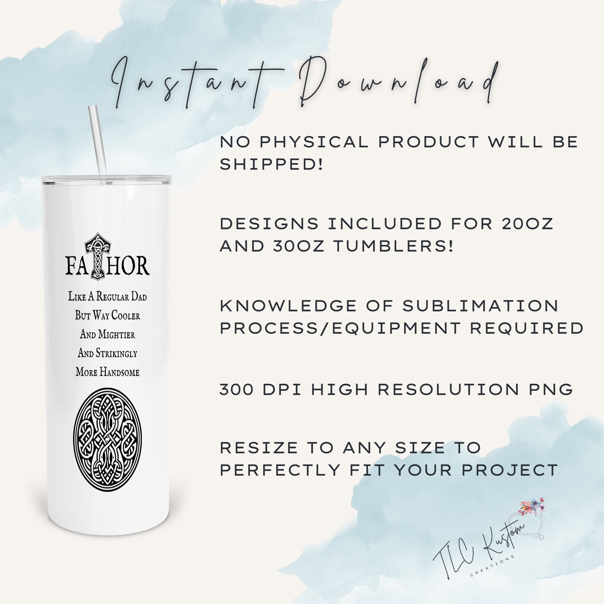 Fathor Father Dad Norse Thor Viking Drink Tumbler Design Gift | 20oz ...