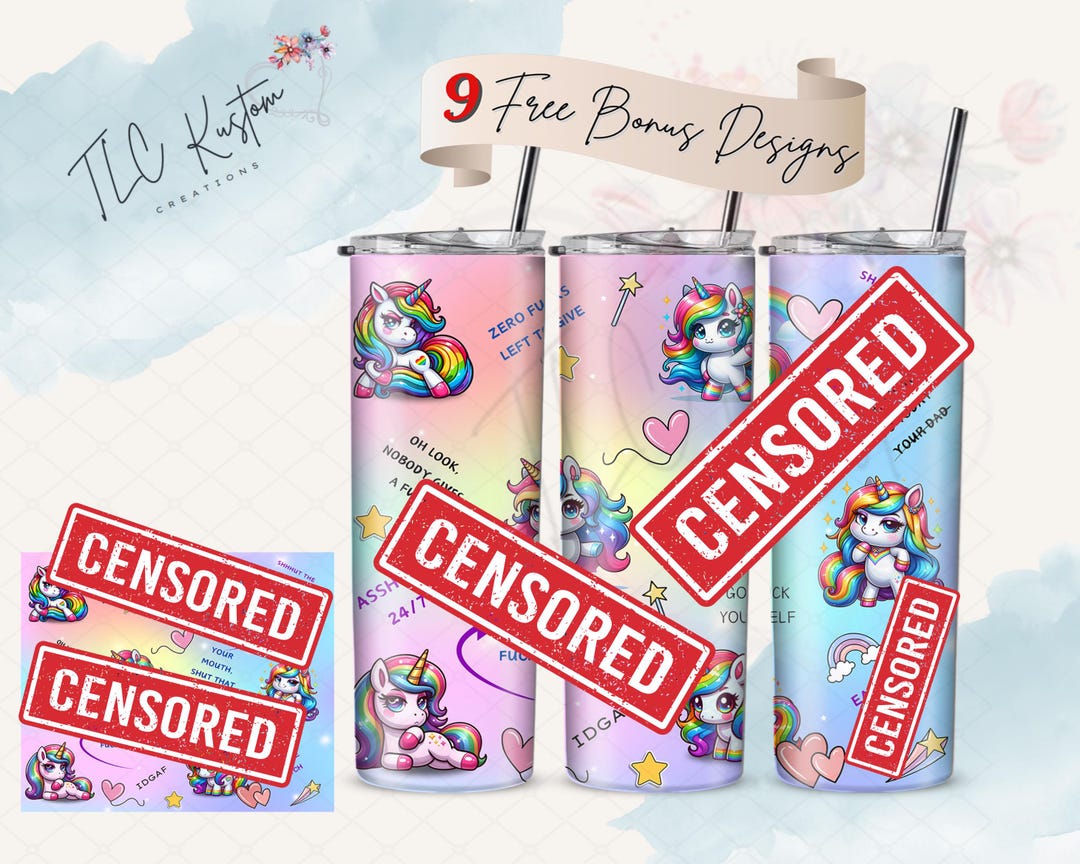 Cuss Words Sarcastic Cute Unicorns Tumbler Design Wrap Gift | 20oz ...