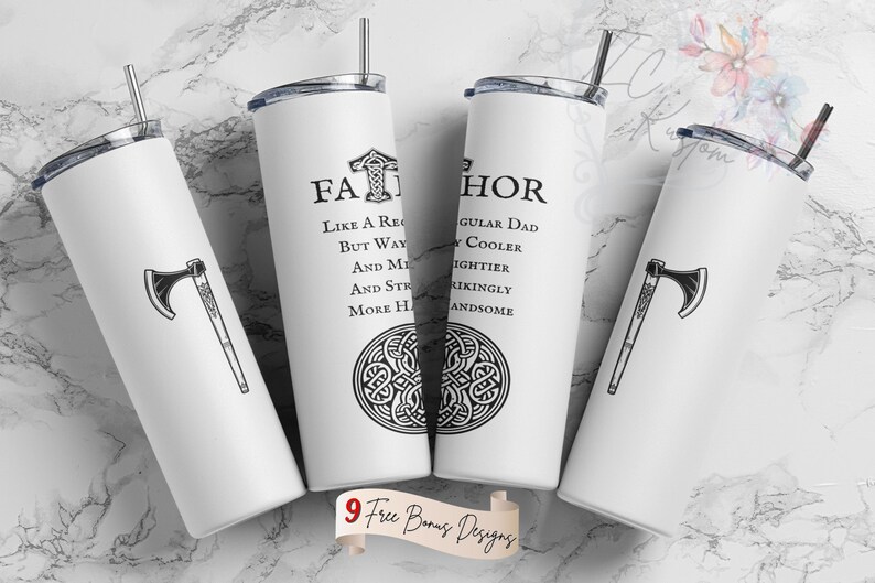 Fathor Father Dad Norse Thor Viking Drink Tumbler Design Gift 20oz ...