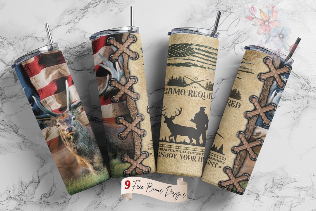 American Flag Rope Seam Deer Hunting Drinking Tumbler Design | 20oz ...