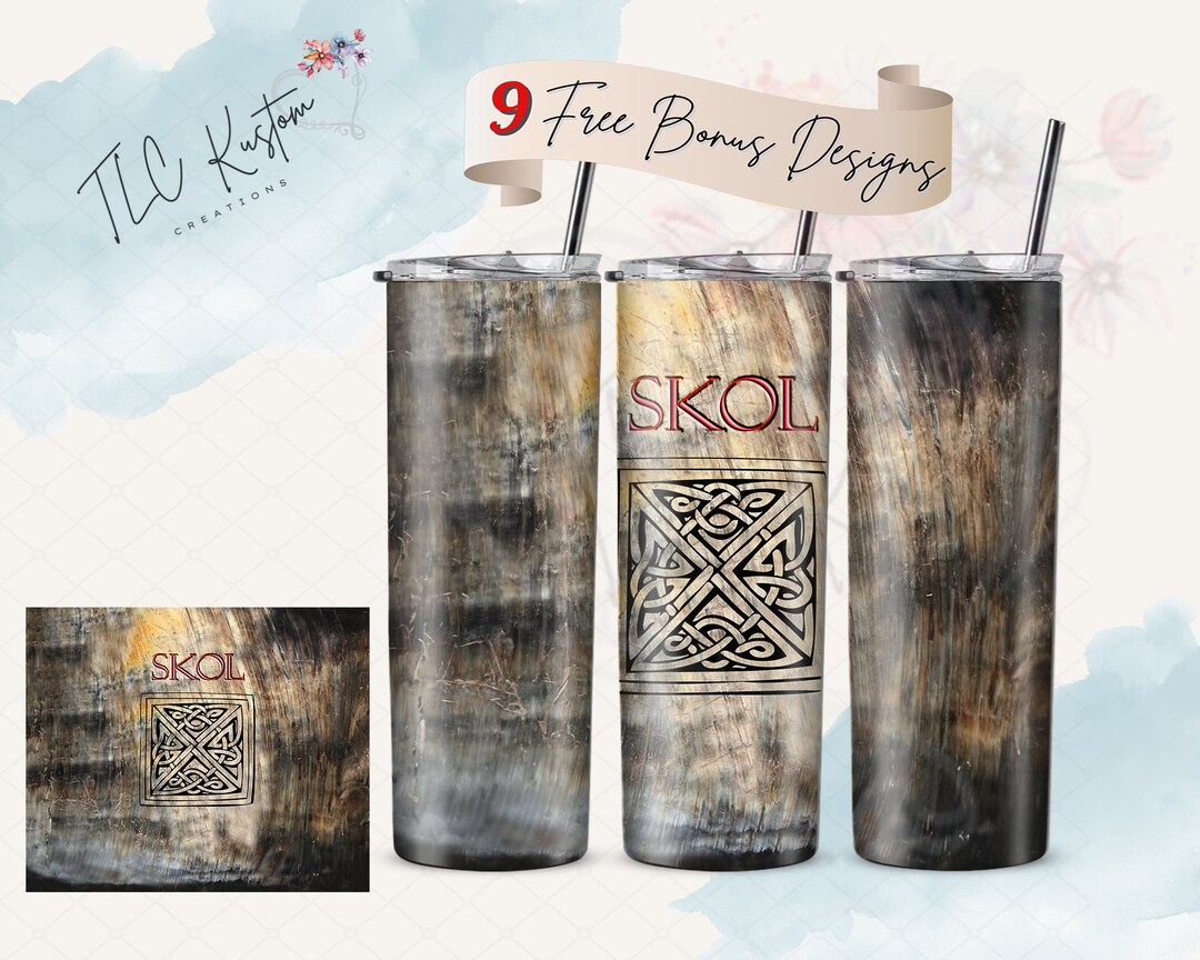 Norse Viking Skol Drinking Horn Themed Tumbler Design | 20oz & 30oz ...
