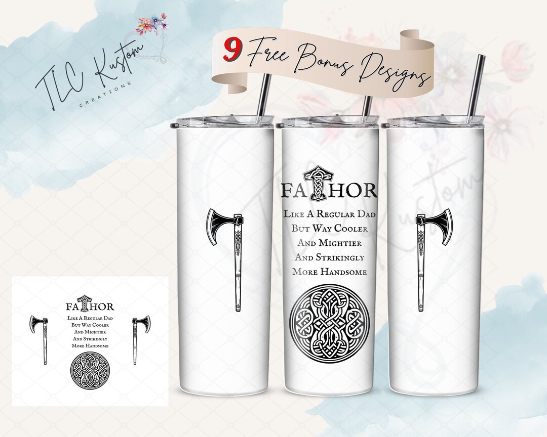 Fathor Father Dad Norse Thor Viking Drink Tumbler Design Gift | 20oz ...