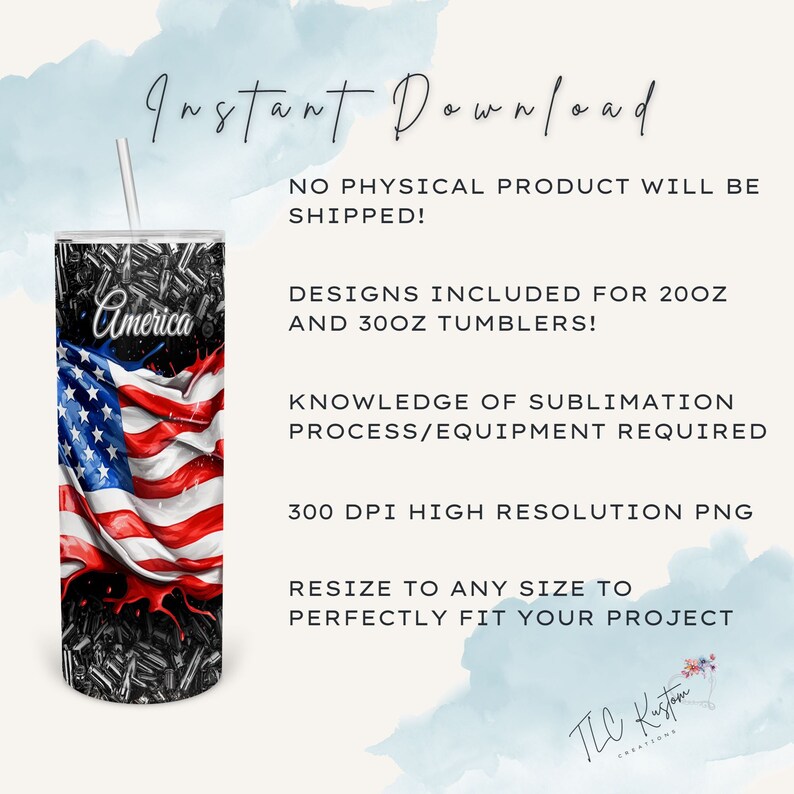 Patriotic 2nd Amendment American Flag Bullets Tumbler Design | 20oz ...