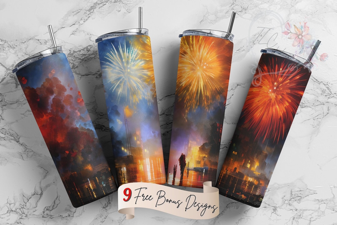 Fantasy Fireworks on Water Over the City Tumbler 20oz & 30oz Tumbler ...