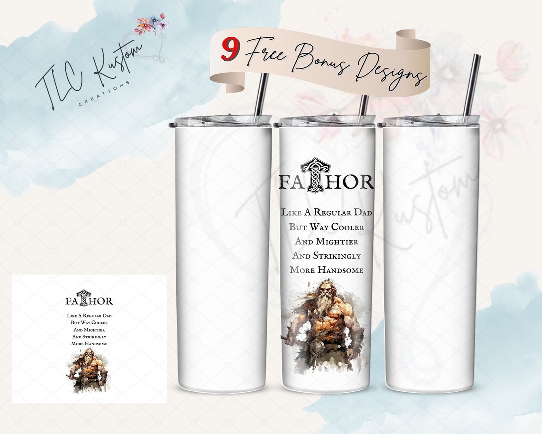 Fathor Father Dad Norse Thor Viking Drink Tumbler Design Gift | 20oz ...