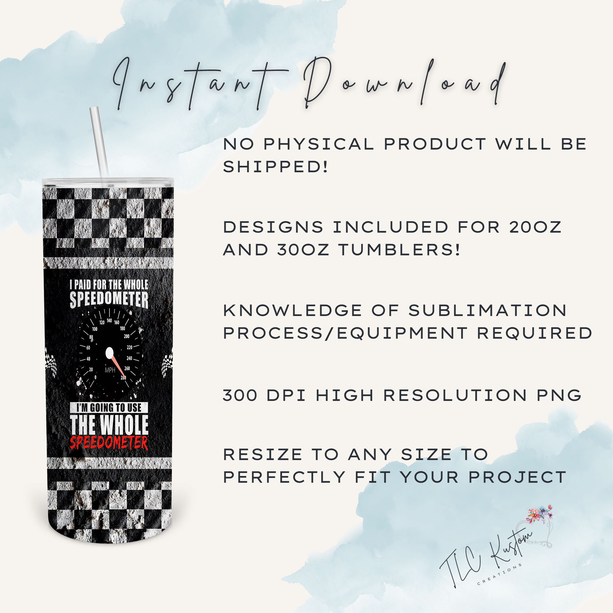 Funny Speedometer Racing Drinking Tumbler Design | 20oz & 30oz Tumbler ...