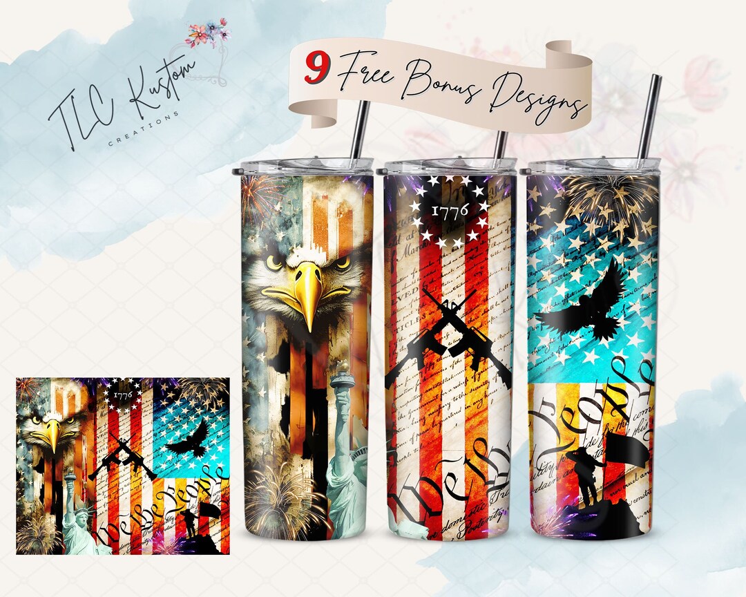 Super Patriotic We the People 1776 Flag Drink Tumbler Design 20oz ...