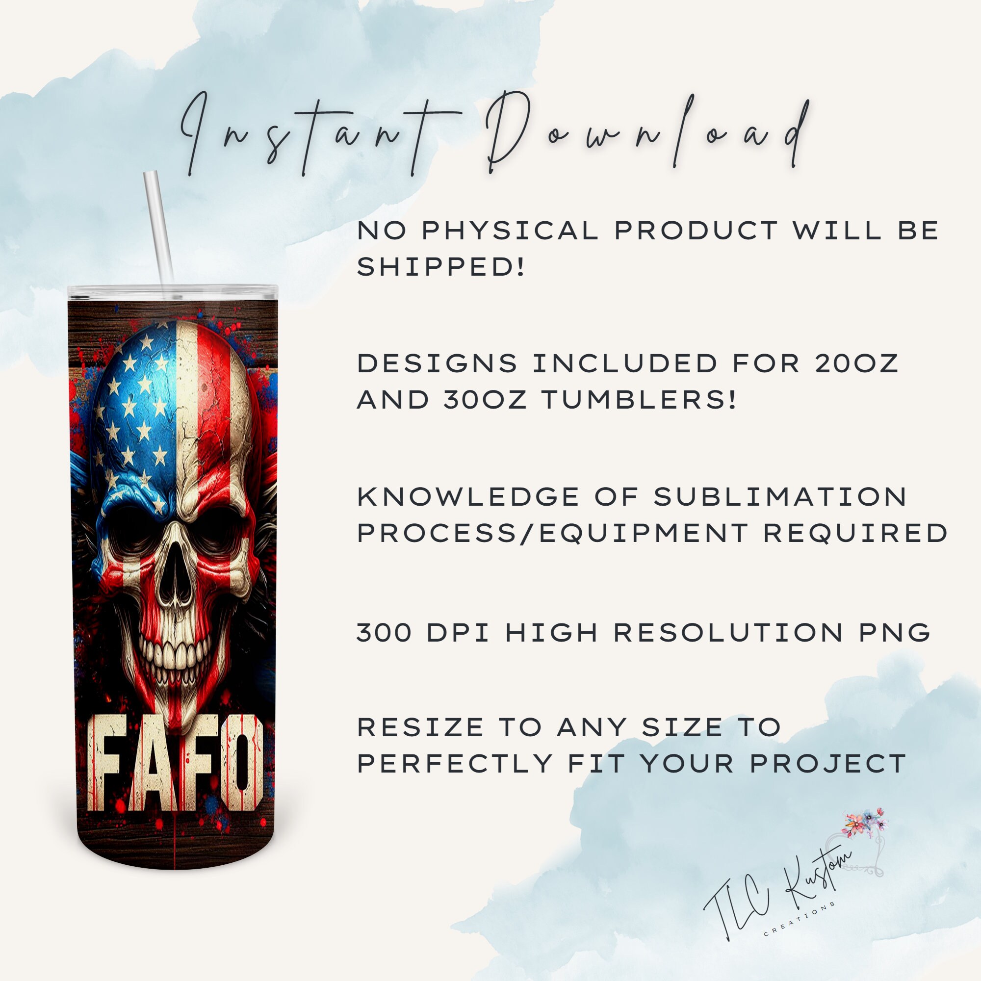 Patriotic FAFO Skull American Flag Paint Splatter Tumbler Design 20oz ...