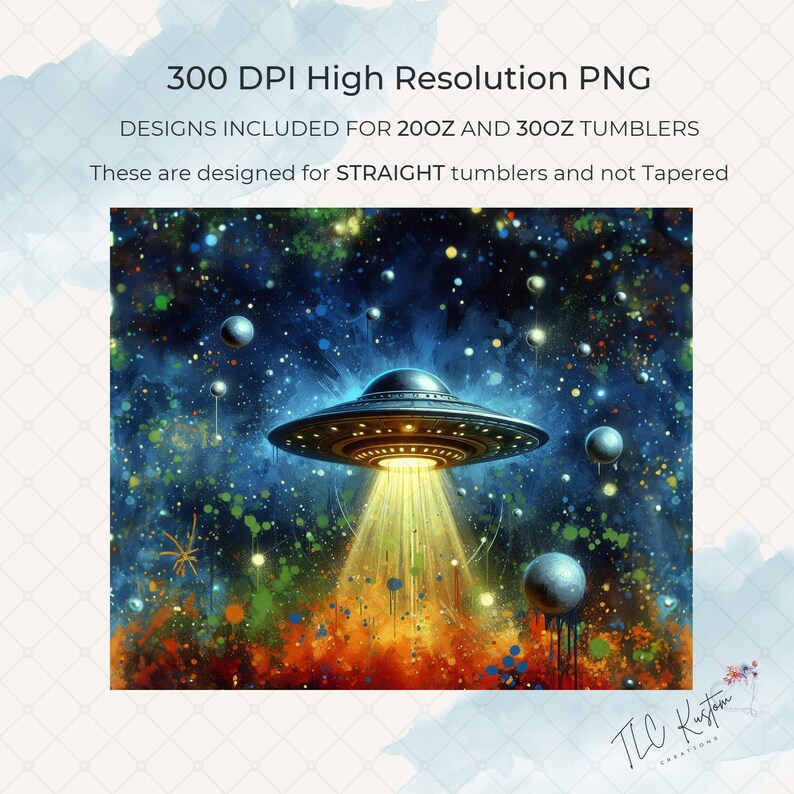 UFO Paint Splatter Outer Space Alien Tumbler Design Gift 20oz & 30oz ...