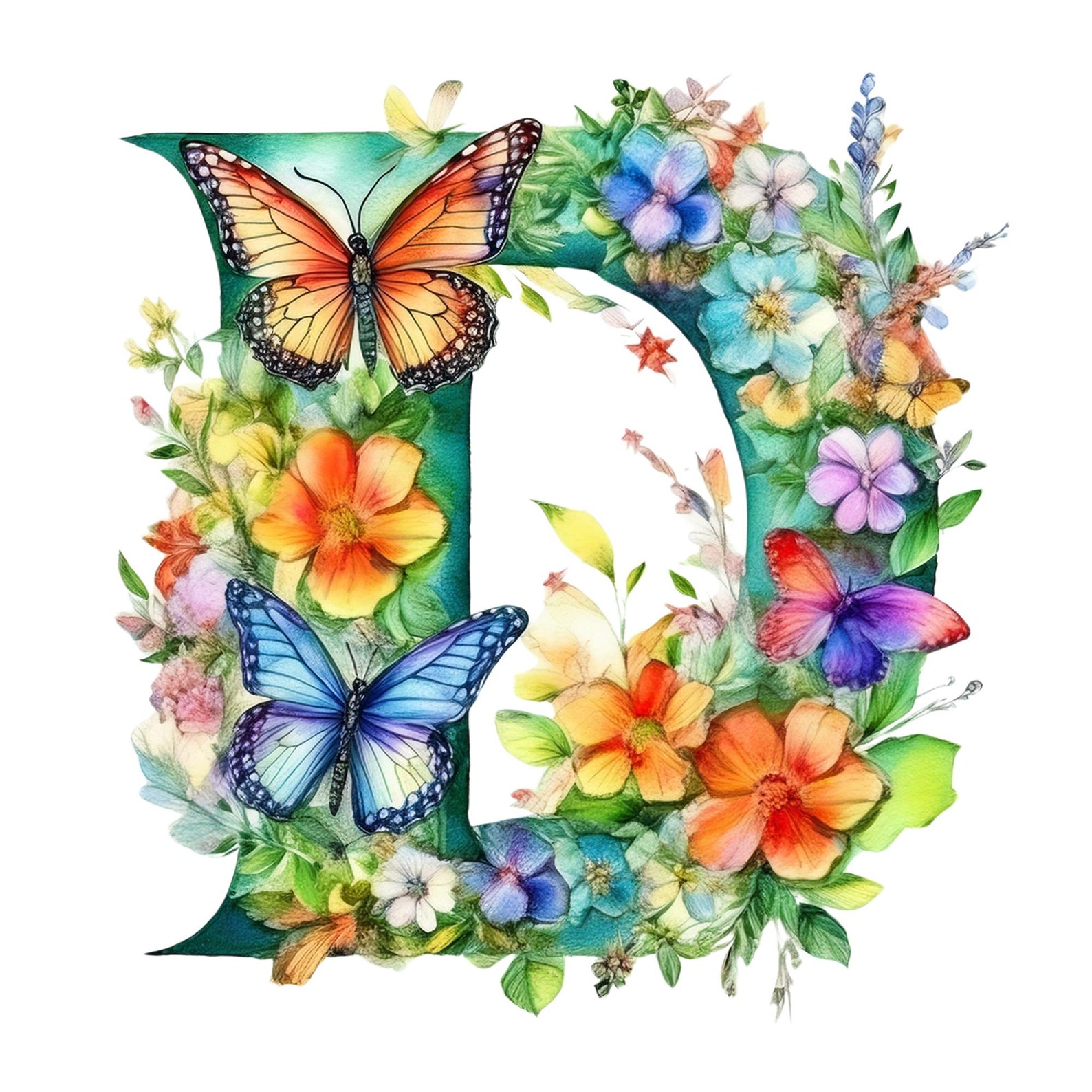 26 PNG, Watercolor Spring Floral Alphabet Collection Clipart, Alphabet ...