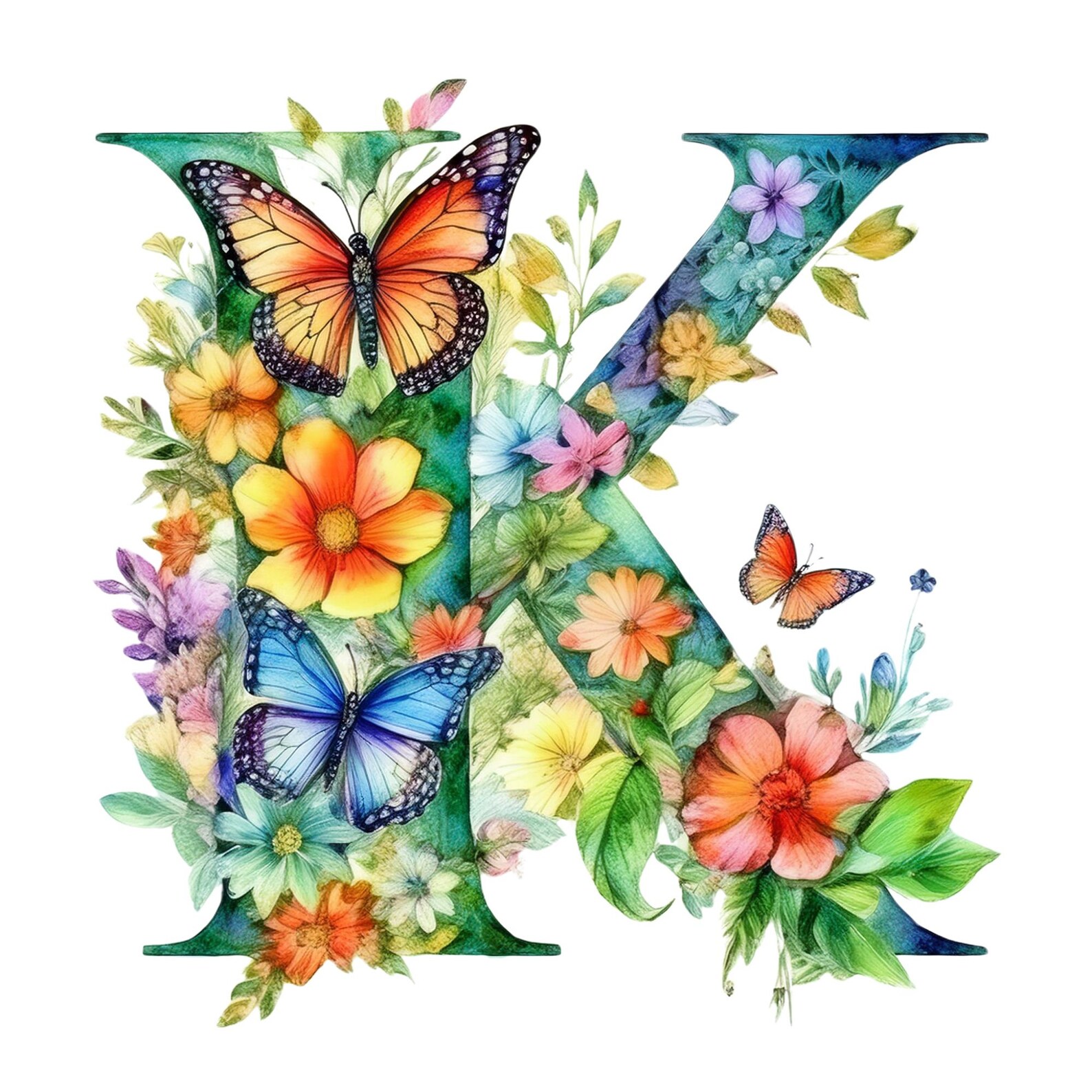 26 PNG, Watercolor Spring Floral Alphabet Collection Clipart, Alphabet ...