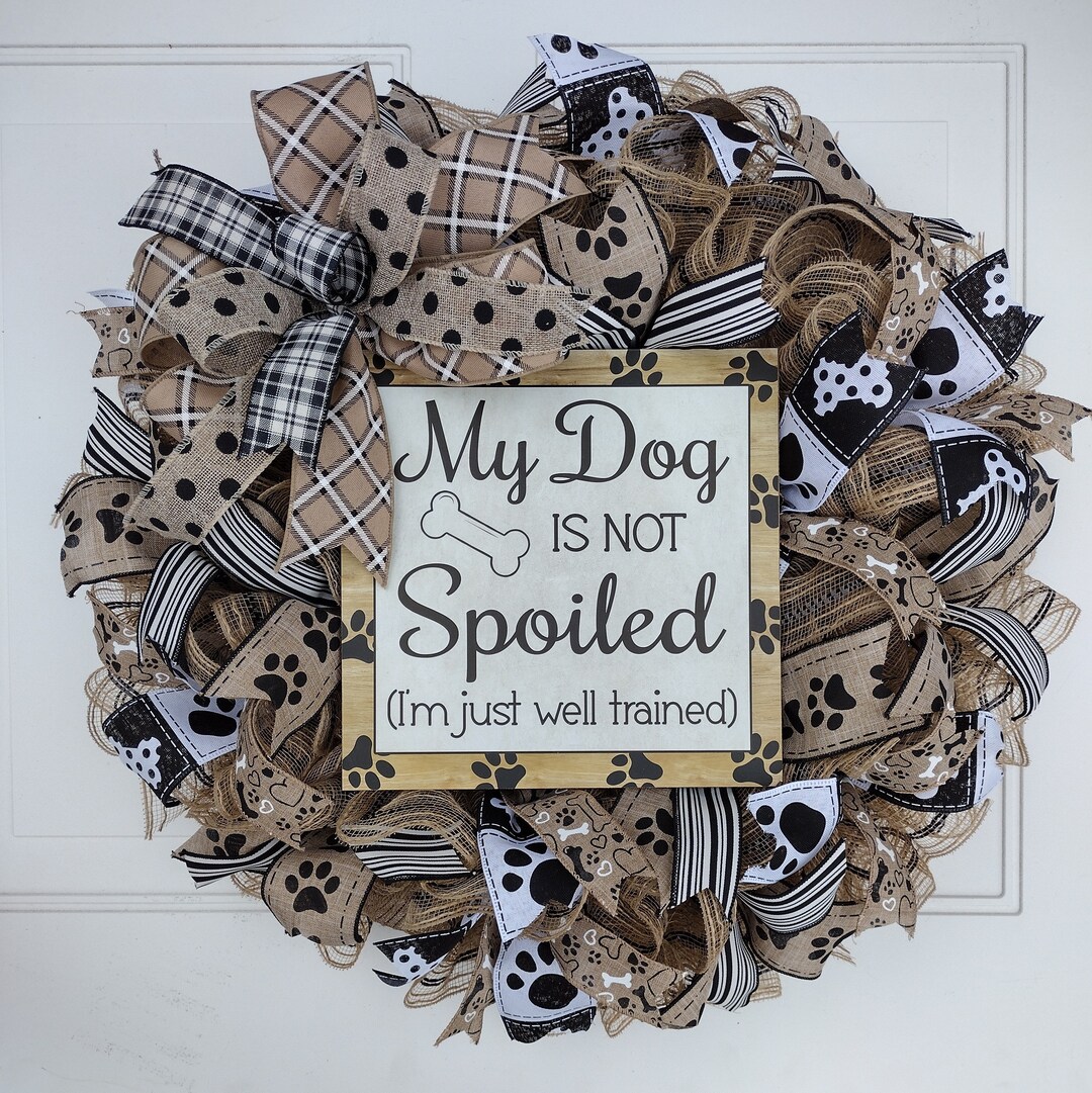 Dog Deco Mesh Wreath for Front Door Pet Wreath Pet Door Hanger Dog ...