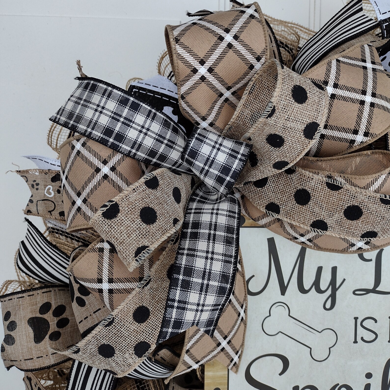 Dog Deco Mesh Wreath for Front Door Pet Wreath Pet Door Hanger Dog ...