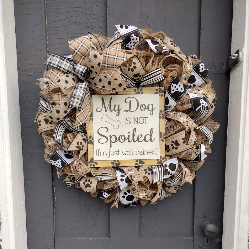 Dog Deco Mesh Wreath for Front Door Pet Wreath Pet Door Hanger Dog ...