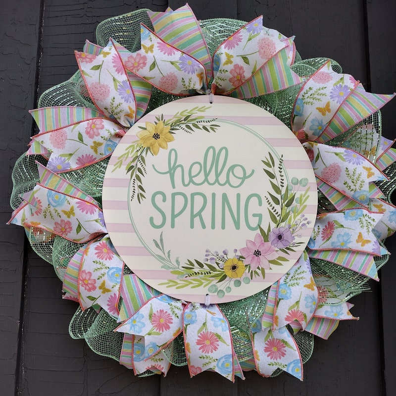 Spring Mesh Wreath - Etsy