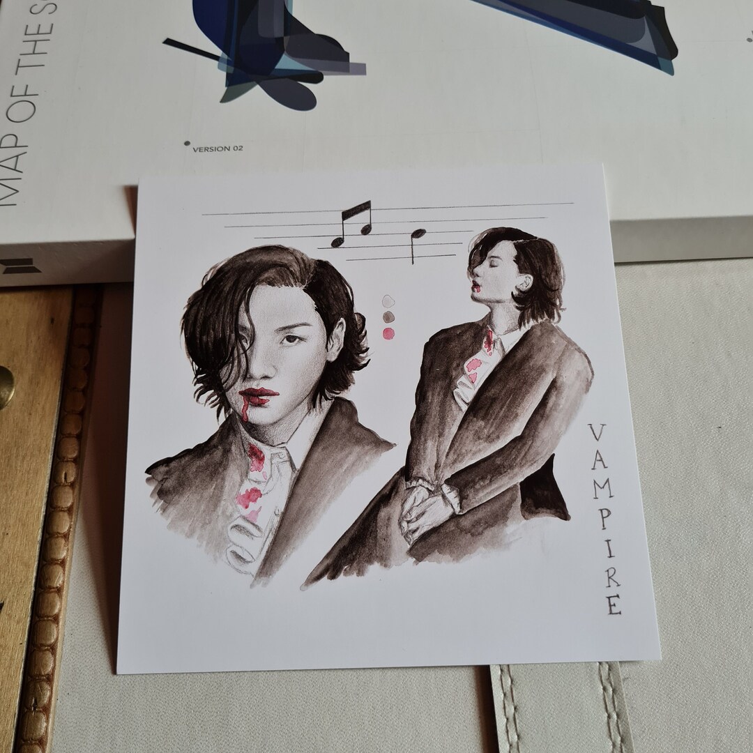 BTS Suga / Yoongi Long Hair Vampire Watercolor Art Print - Etsy