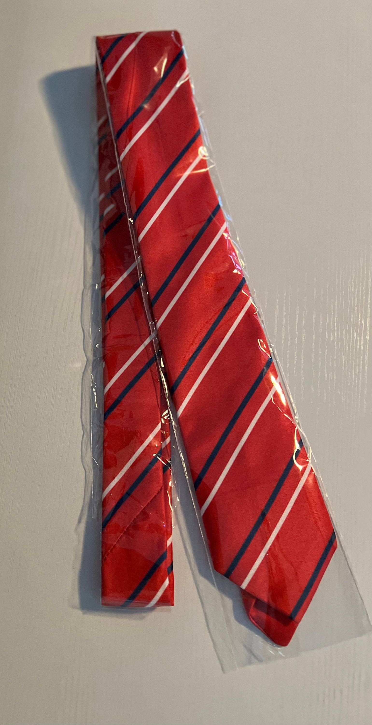 RBD Tie With Pin Red Tie With White & Blue Stripes - Etsy