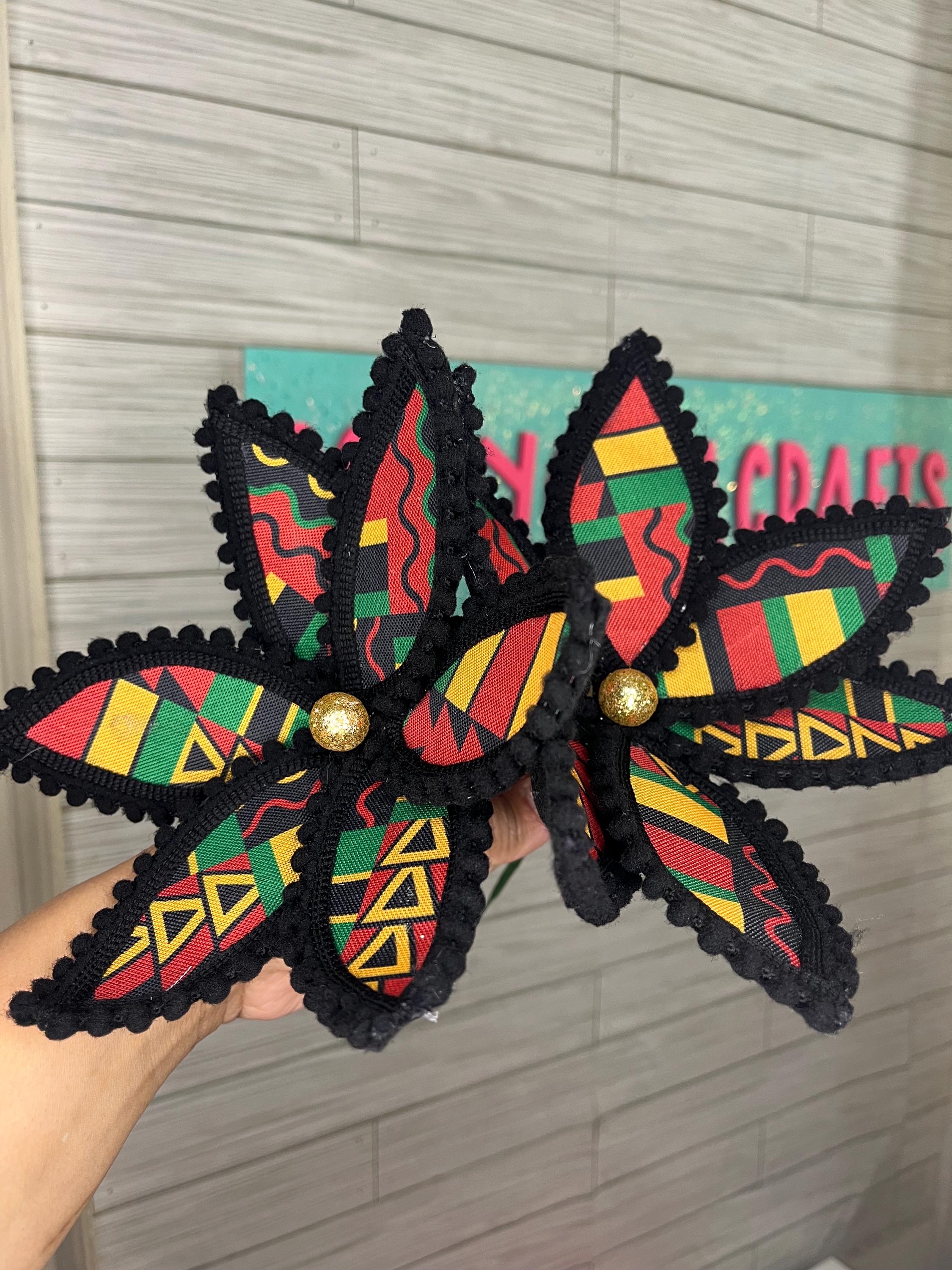 Kente Cloth Flower | Black History Decor | Fabric Flower | Juneteenth ...