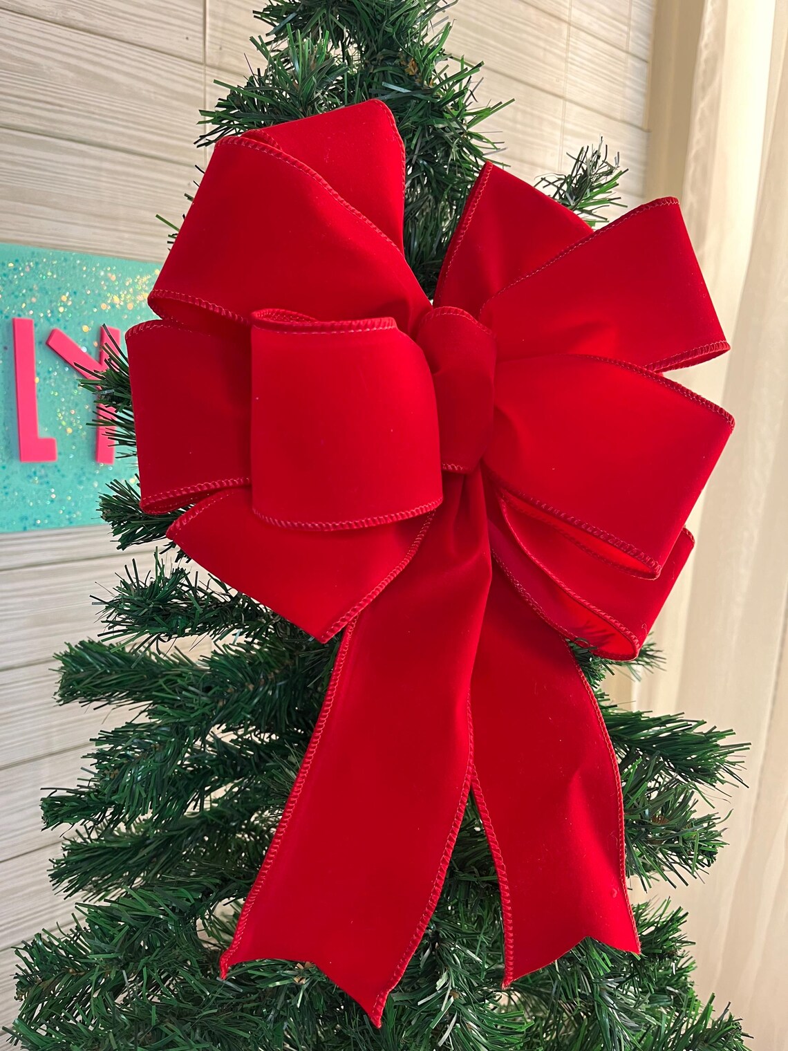 Red Christmas Bow | Velvet | Ribbon | Christmas Tree | Bow | Christmas ...