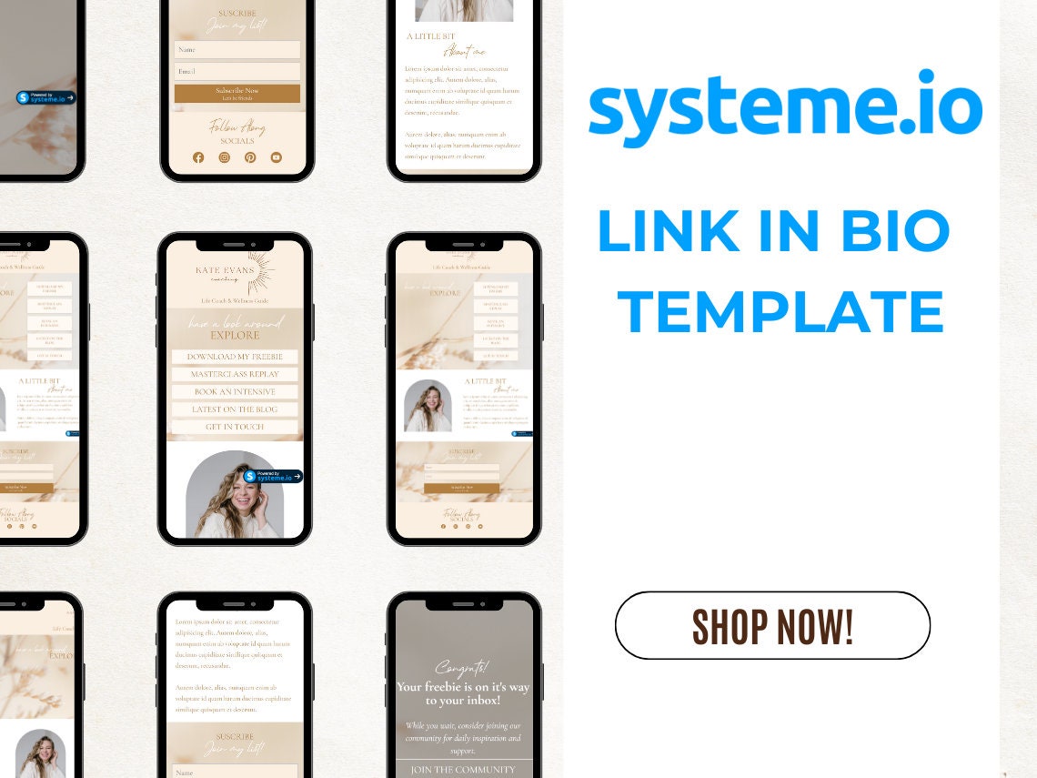 Link in Bio Funnel Template for Systeme.io Stylish and Modern Design, Customizable Linktree ...
