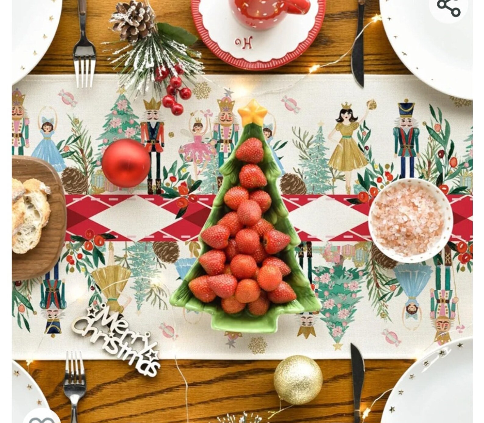 Nutcracker Floral Holly Christmas Table Runner, Seasonal Winter Kitchen ...
