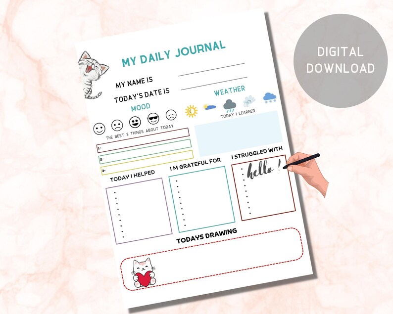 Daily Journal for Kids Printable, Dairy for Children, Journal for Kids ...
