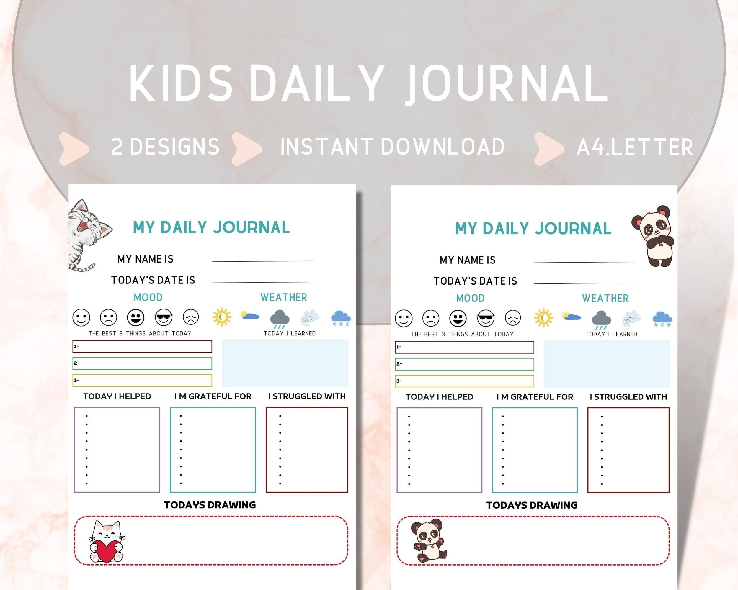 Daily Journal for Kids Printable, Dairy for Children, Journal for Kids ...