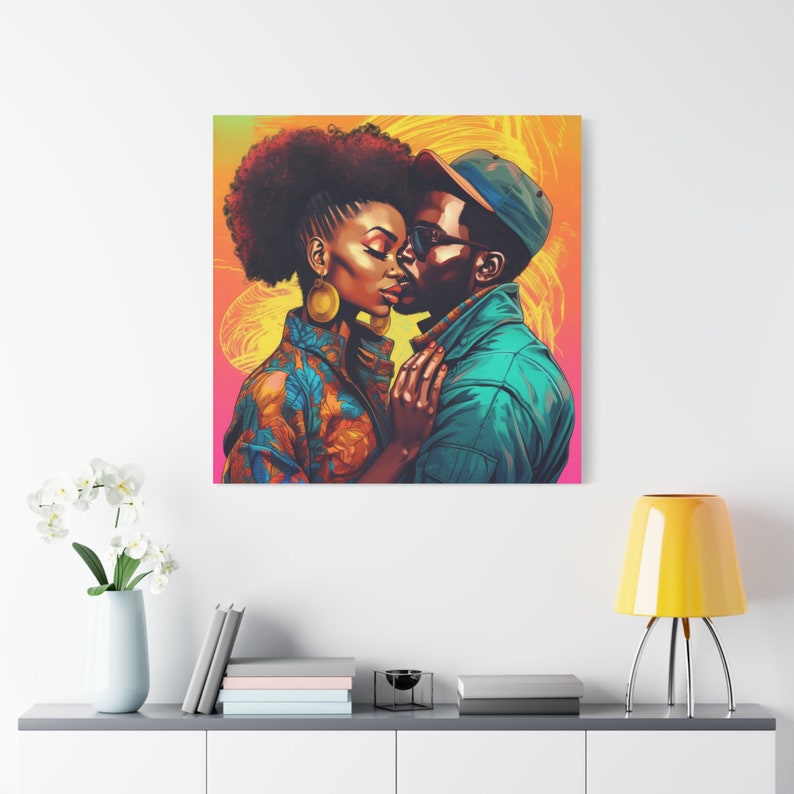 Retro Futuristic Love: 80s Hip Hop Couple in Afro Pop Art Style - Etsy