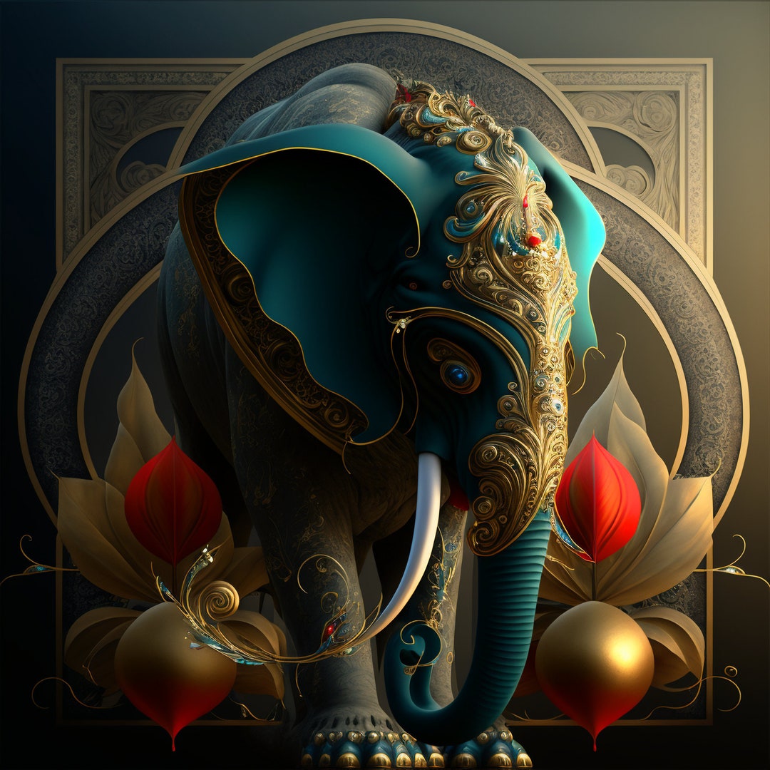 Buddhist Elephant 2 Digital Print - Enso Elements Buddhism Zen Art - Etsy