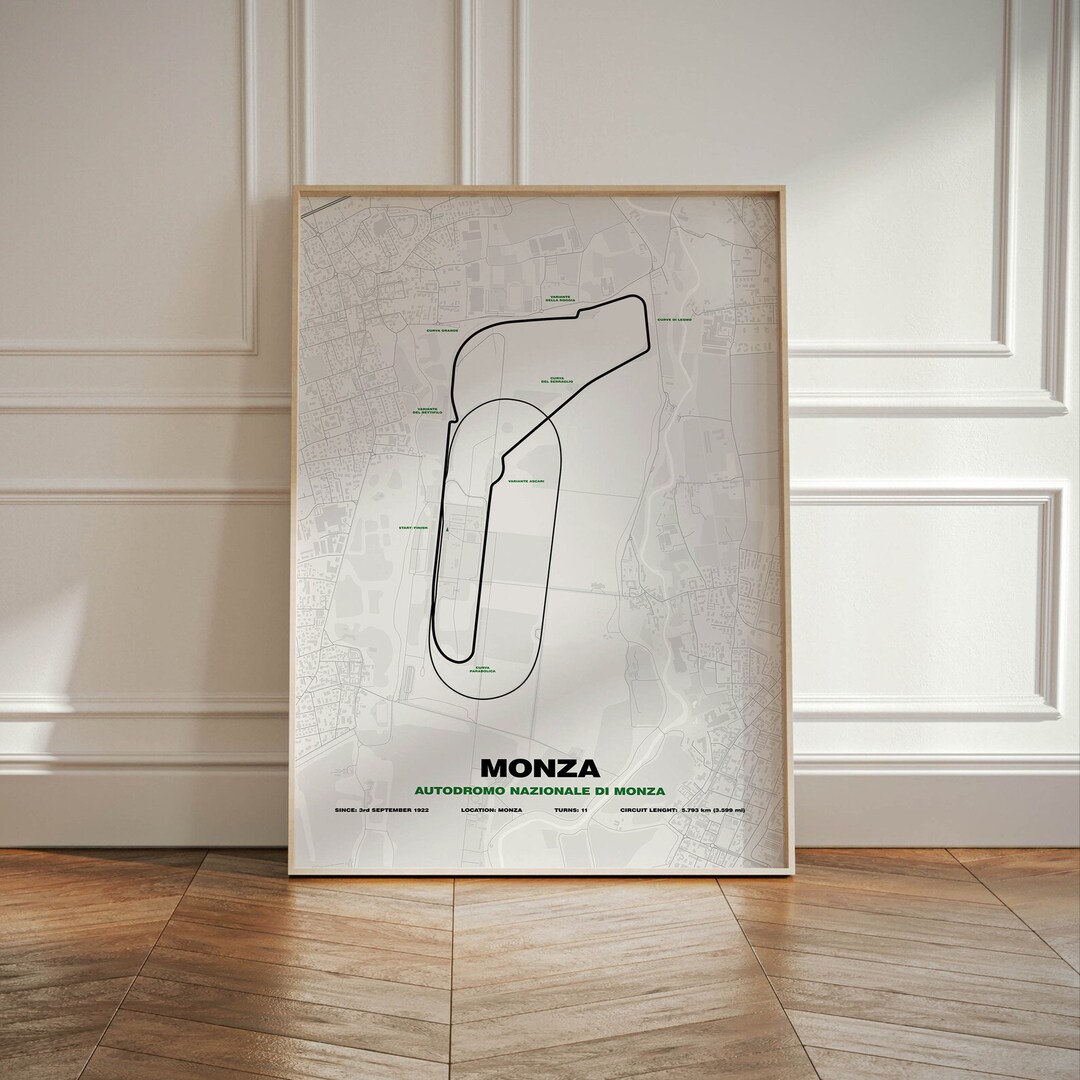 Monza Autodromo Nazionale Monza Circuit Map Poster - Etsy