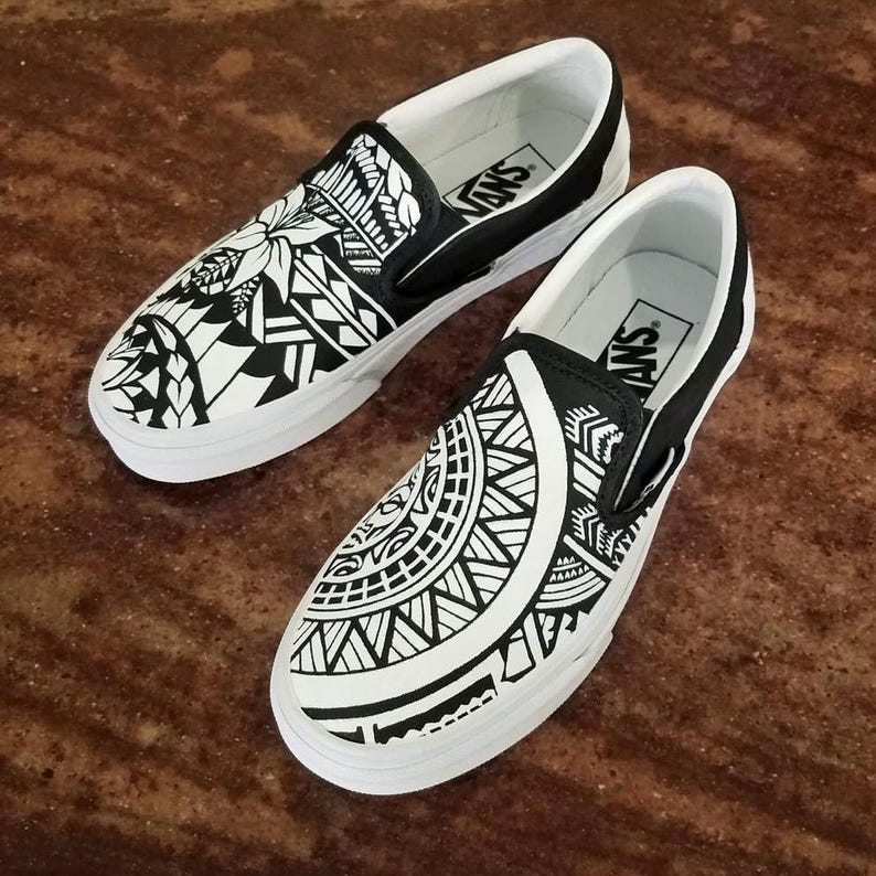Custom “tribal” Slip-on Vans - Etsy