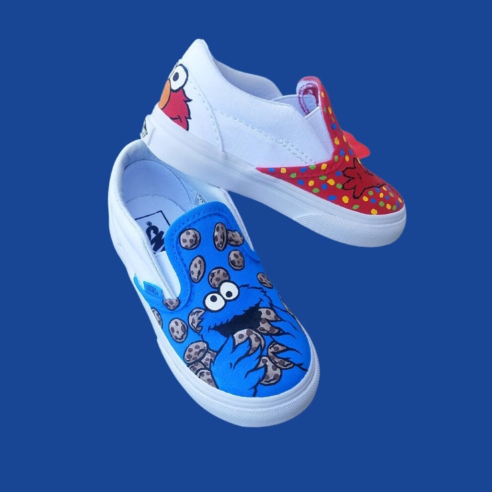 Custom monster N Elmo Slip-on Vans - Etsy