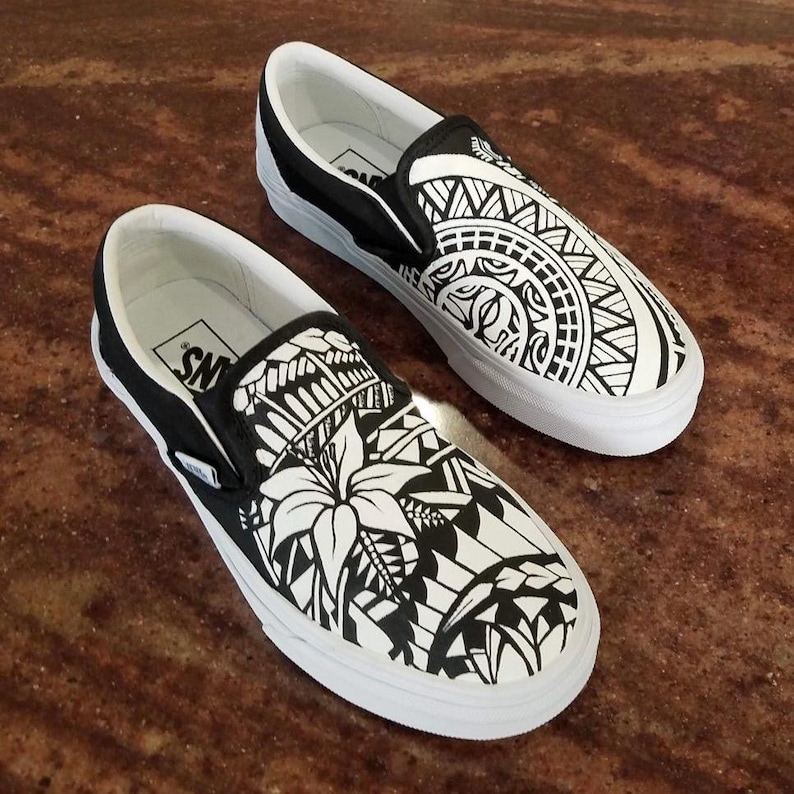 Custom “tribal” Slip-on Vans - Etsy