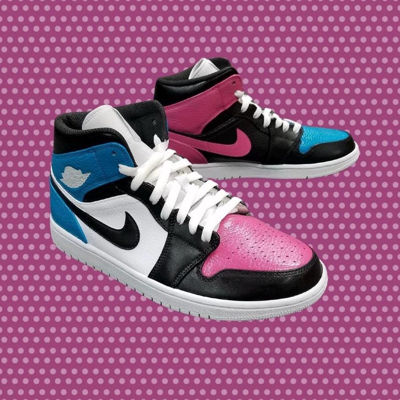 Custom “southbeach” Air Jordan 1 Mid Shoes - Etsy