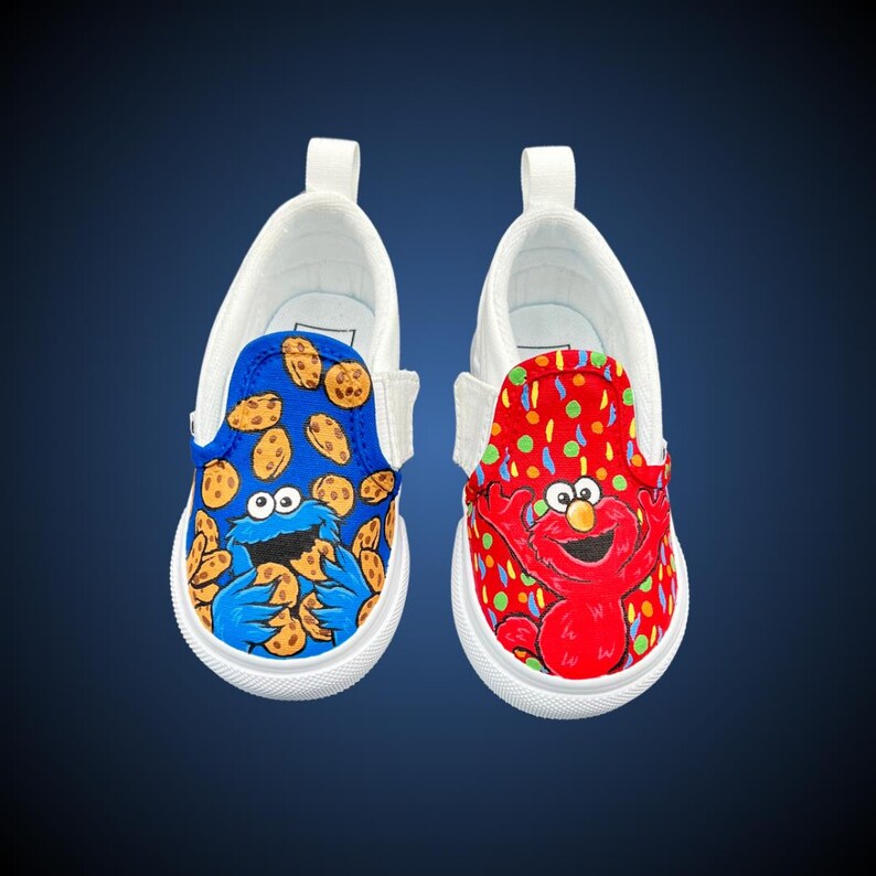 Custom “monster N Elmo Party” Slip-on Vans - Etsy