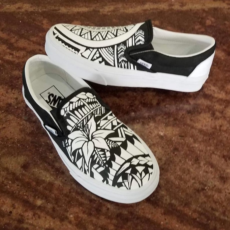 Custom “tribal” Slip-on Vans - Etsy