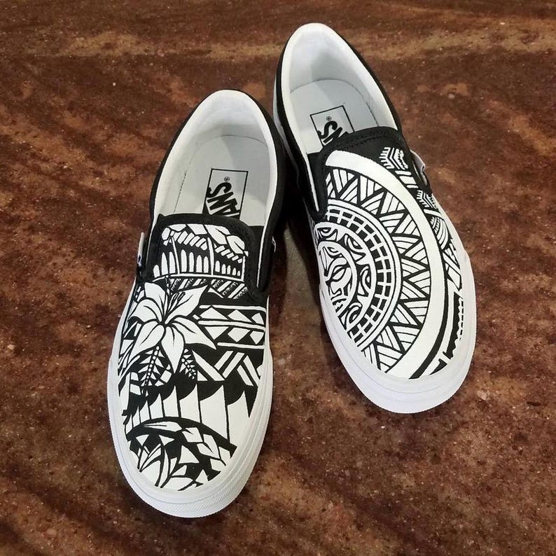 Custom “tribal” Slip-on Vans - Etsy