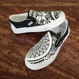 Custom “tribal” Slip-on Vans - Etsy