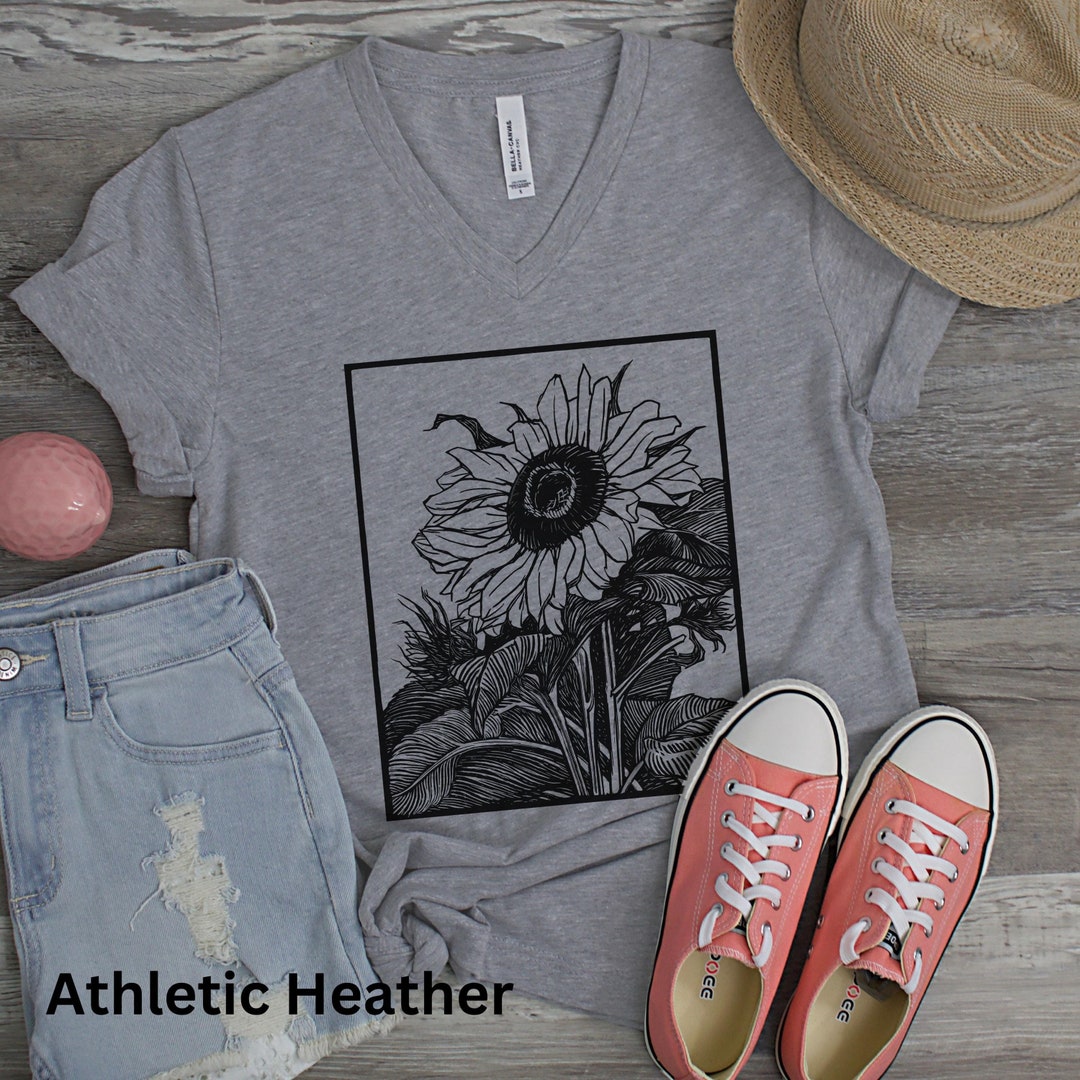 Sunflower - Sunflower V-neck Tee, Floral V-neck, Flower Shirt, Garden ...