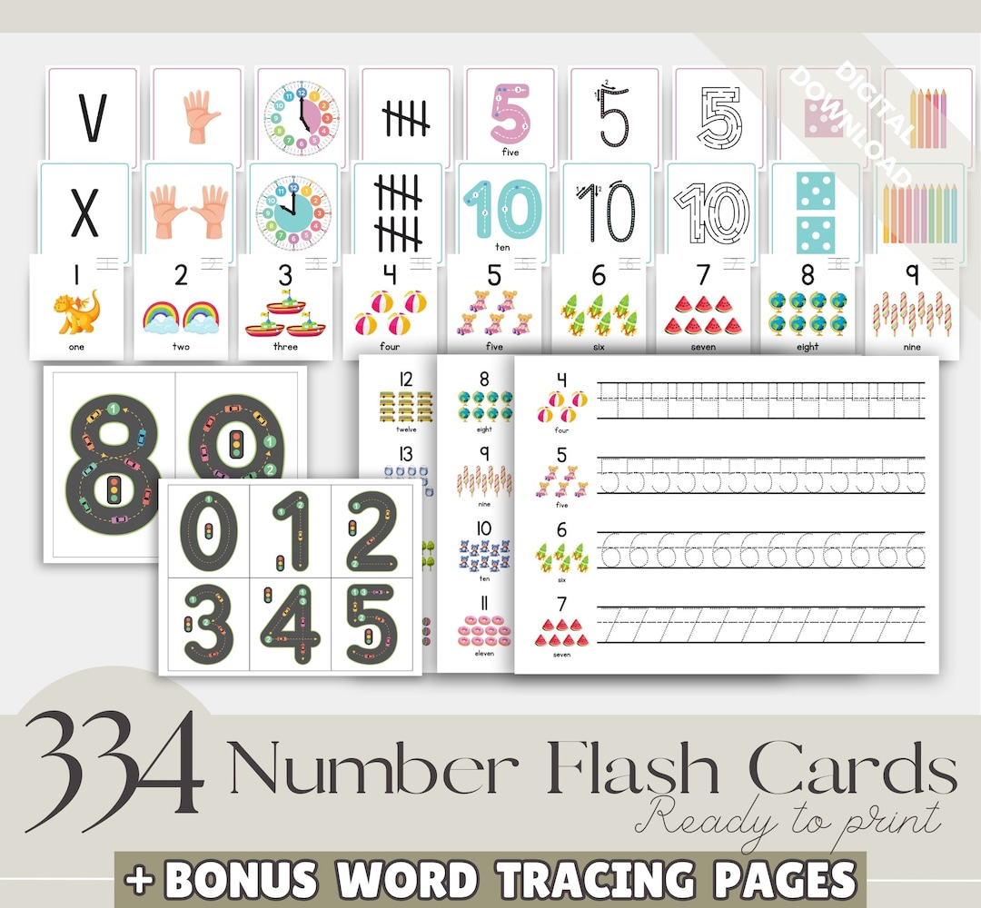 Number Flashcards Printable Digital Flashcards for Kids Downloadable ...