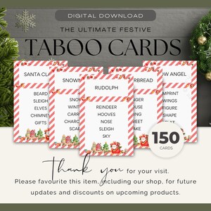 Set of 150 Christmas Taboo Cards, Christmas Games Printable, Festive ...