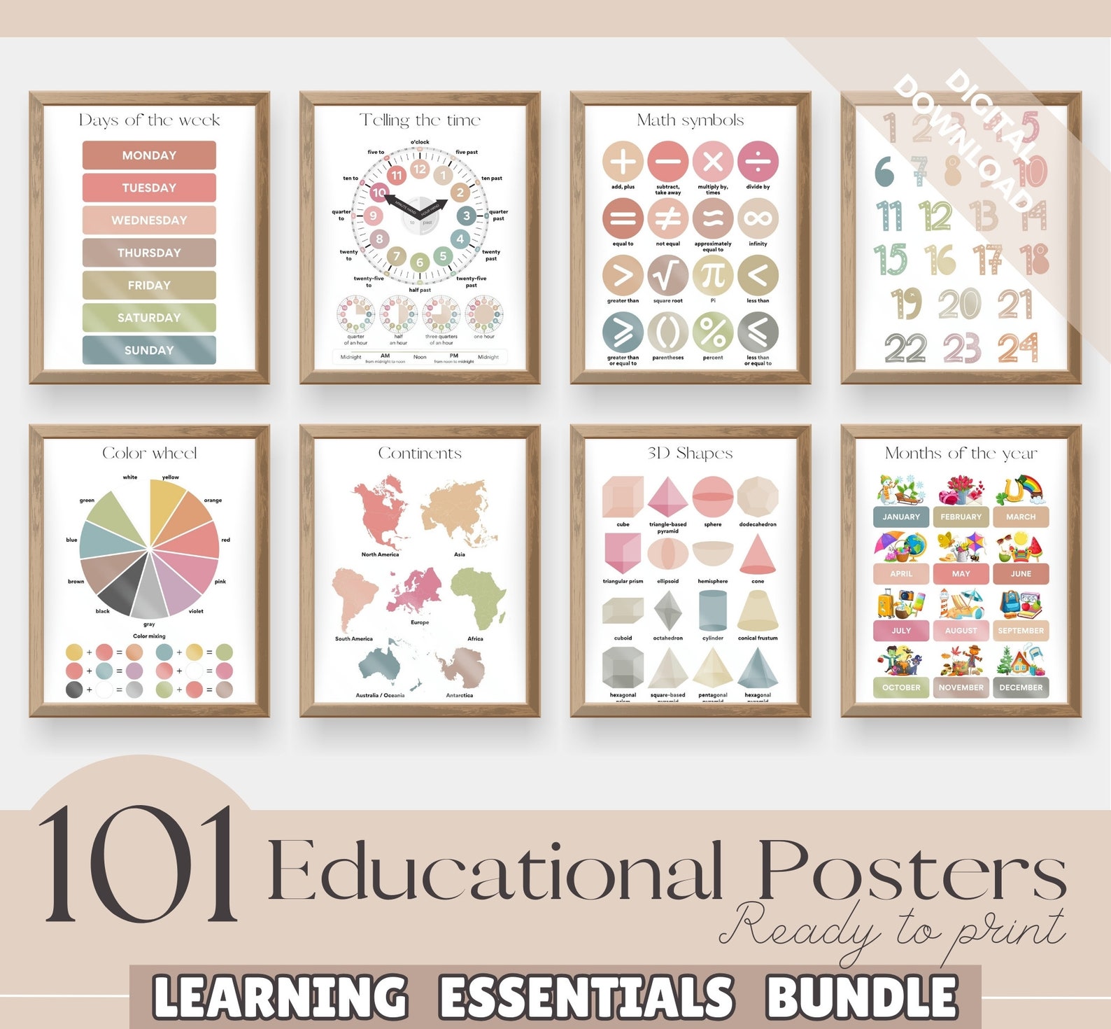 Set of 101 Educational Posters, Homeschool Learning Prints, Printables ...