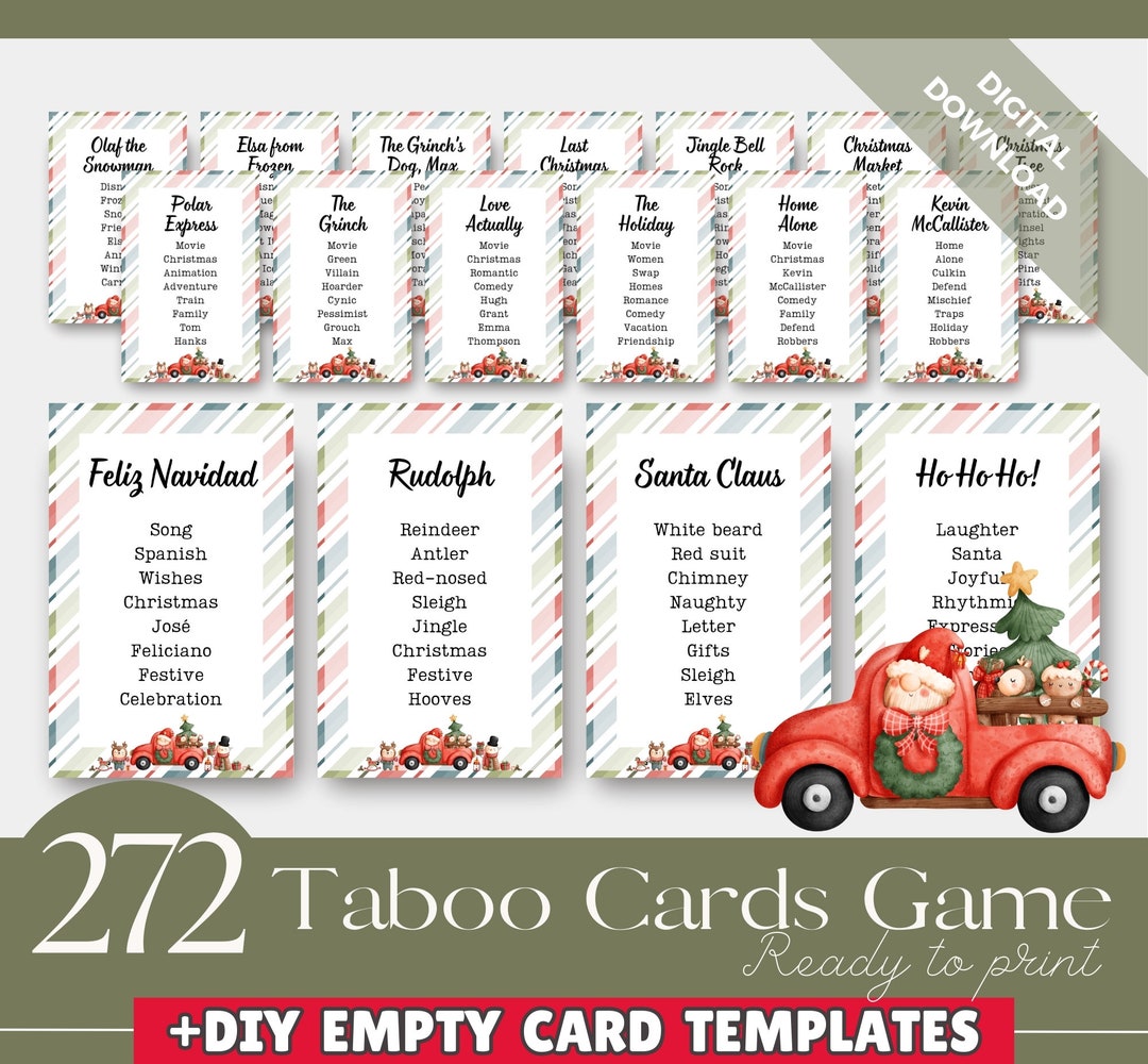 Christmas Taboo Cards Game | Christmas Fun Party Games | Forbidden ...