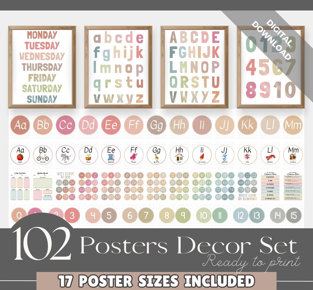 Set of 102 Educational Posters, Homeschool Learning Prints, Printables ...