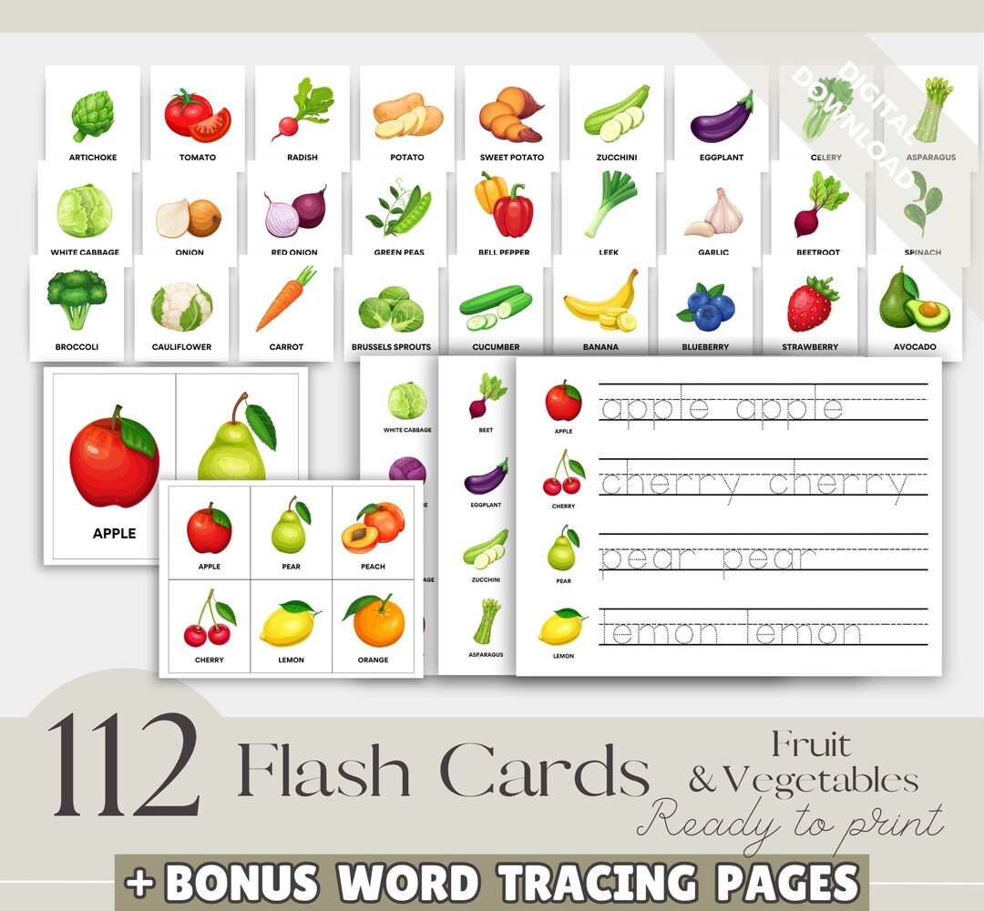 Fruit & Vegetable Classroom Flashcards, Teachers Flash Cards, Nursery ...