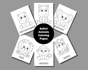 Baby Safari Animals Coloring Pages - Etsy