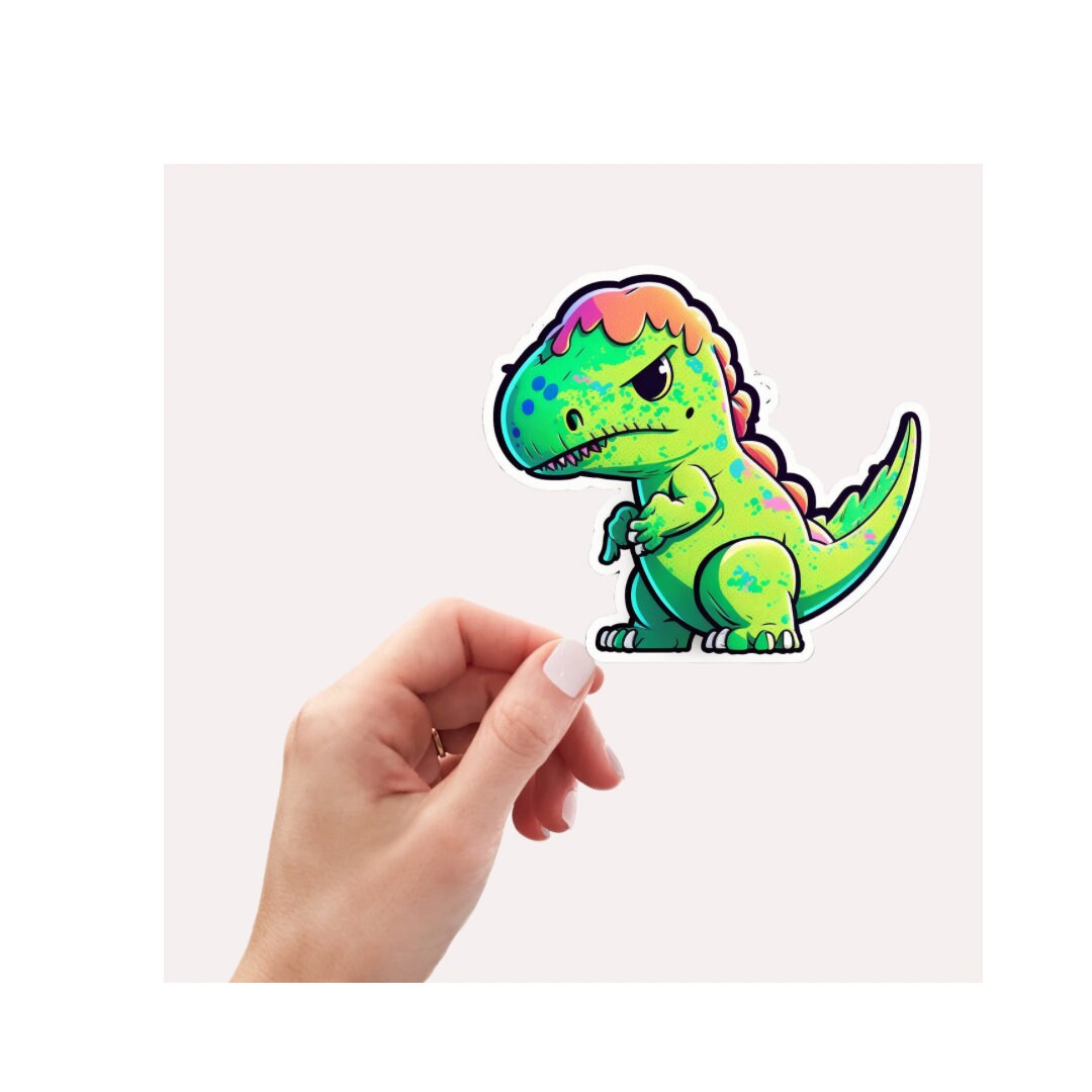 Green Dinosaur Sticker - Etsy