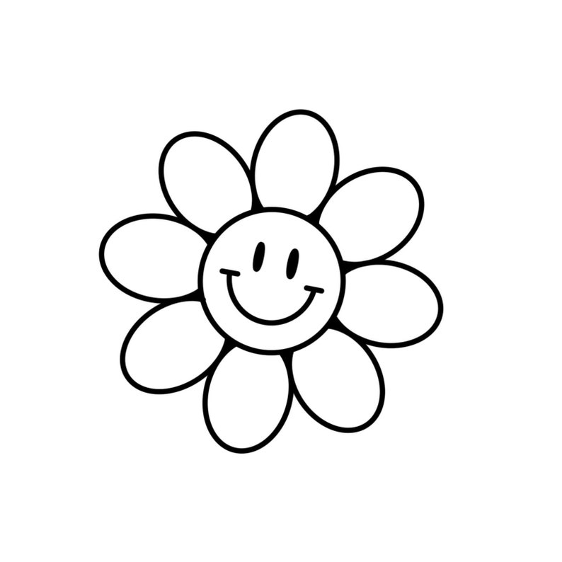 Smiley Flower Sticker - Etsy