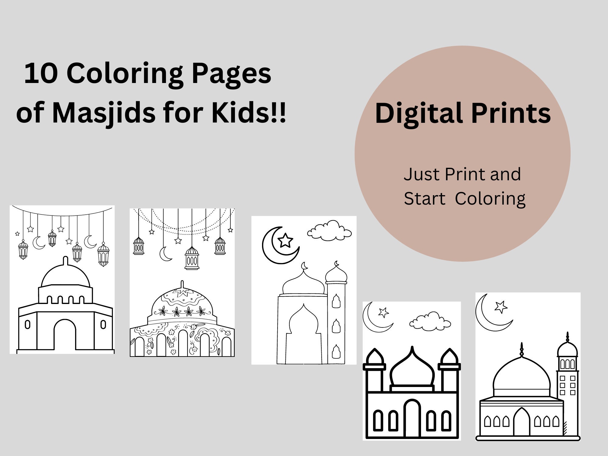 10 Masjid Coloring Pages, Islamic Coloring Pages, Ramadan Coloring ...