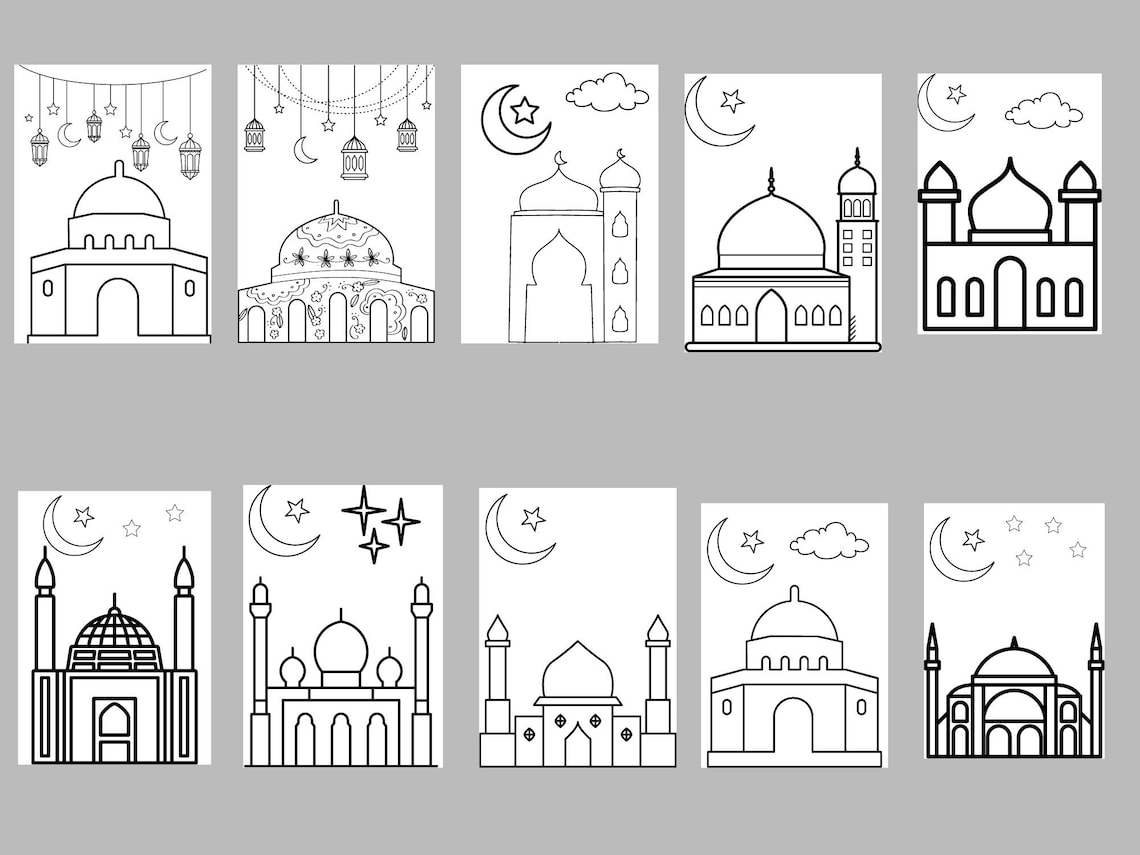 10 Masjid Coloring Pages, Islamic Coloring Pages, Ramadan Coloring ...